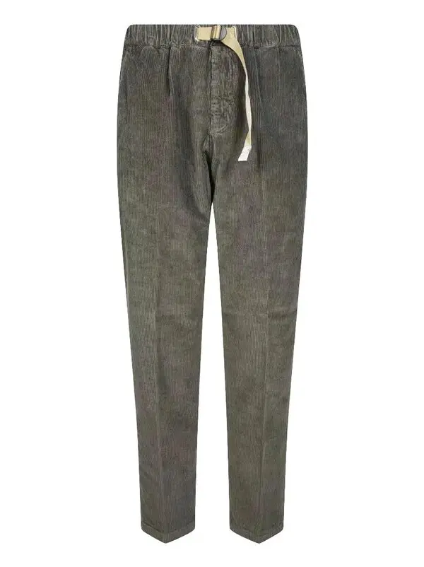 WHITE SAND Belted Corduroy Trousers - Grey