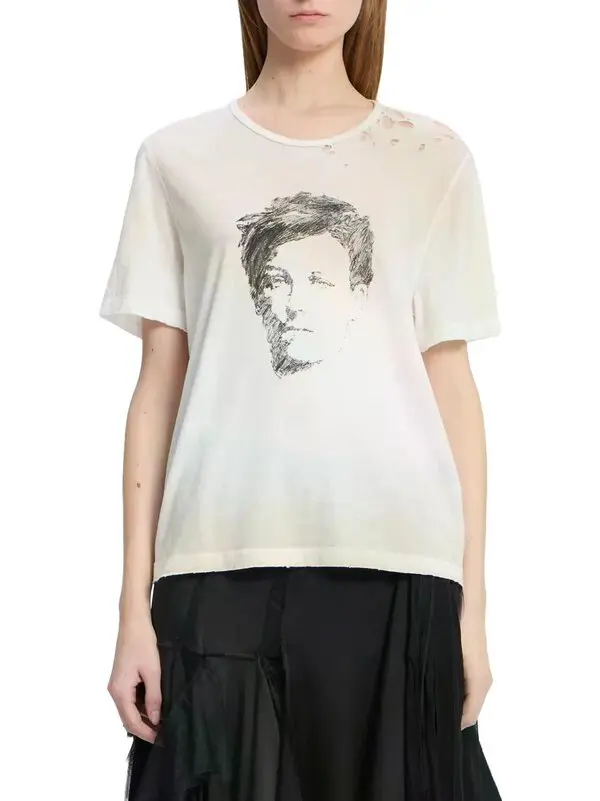 ANN DEMEULEMEESTER Distressed T-shirt - Neutrals