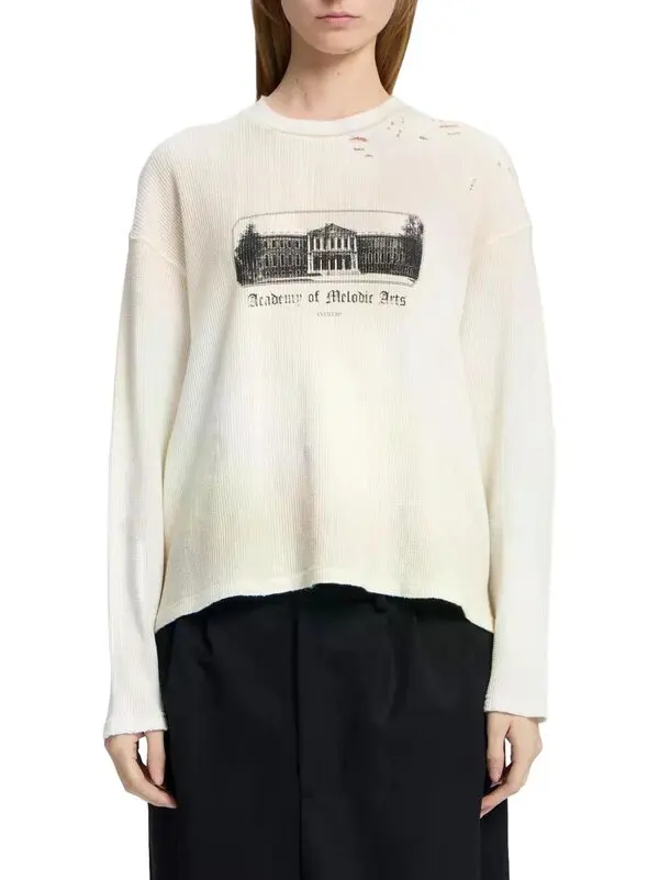 ANN DEMEULEMEESTER Distressed Long-sleeve T-shirt - Neutrals