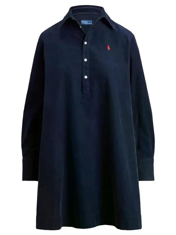 Polo Ralph Lauren Corduroy Logo-embroidered Mini Dress - Blue
