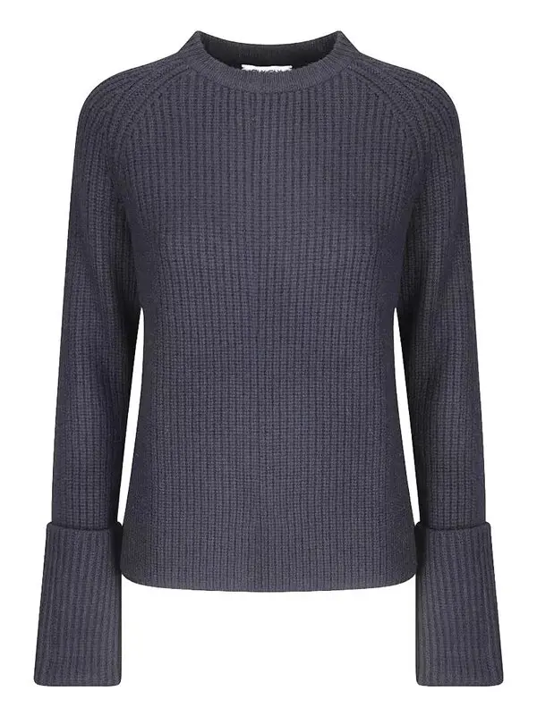 ELY ELY Ribbed-knit Raglan-sleeves Sweater - Grey