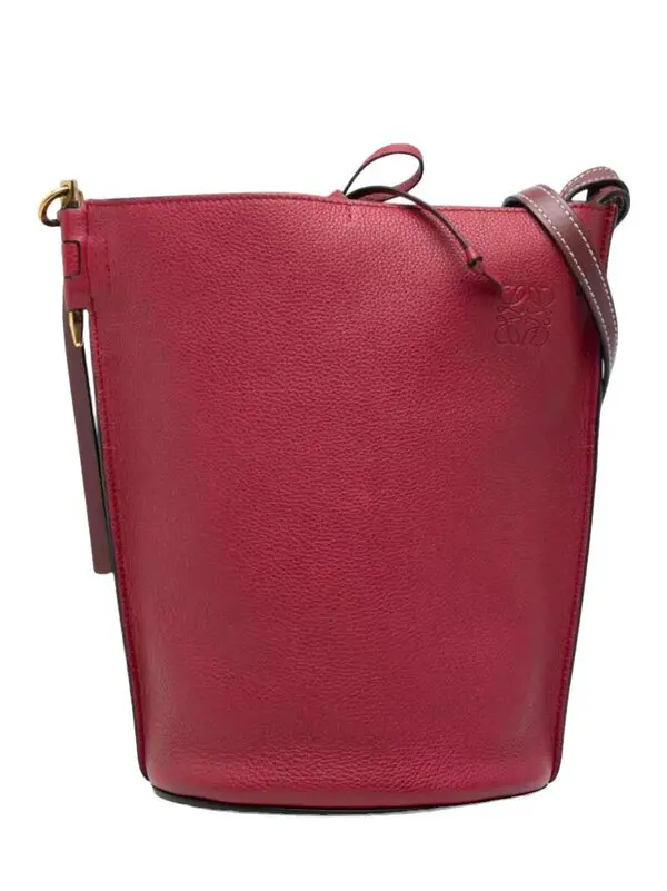 Loewe Leather Anagram Gate Bucket Bag - Red