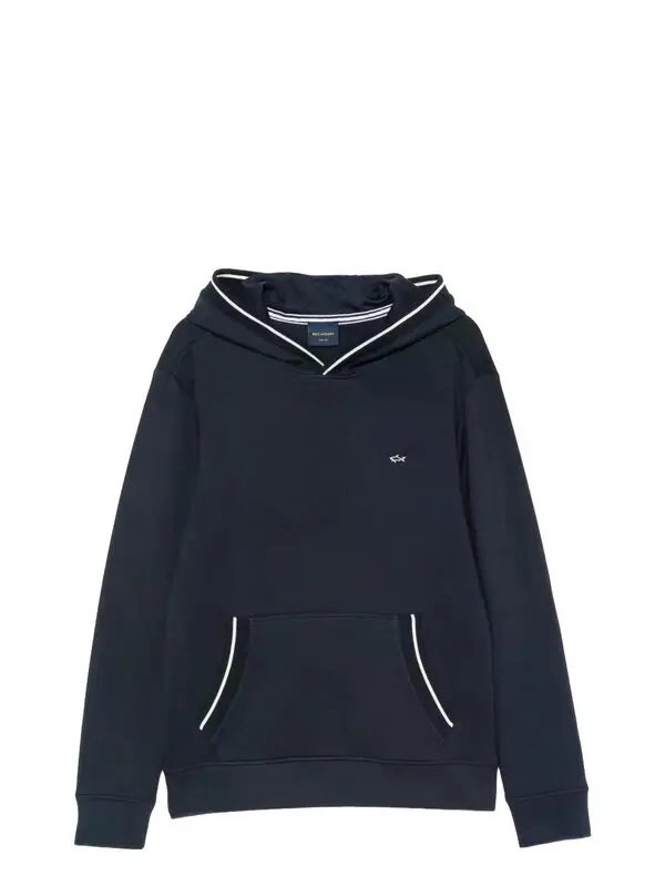 Paul & Shark Logo-embroidered Contrast-trim Hoodie - Blue