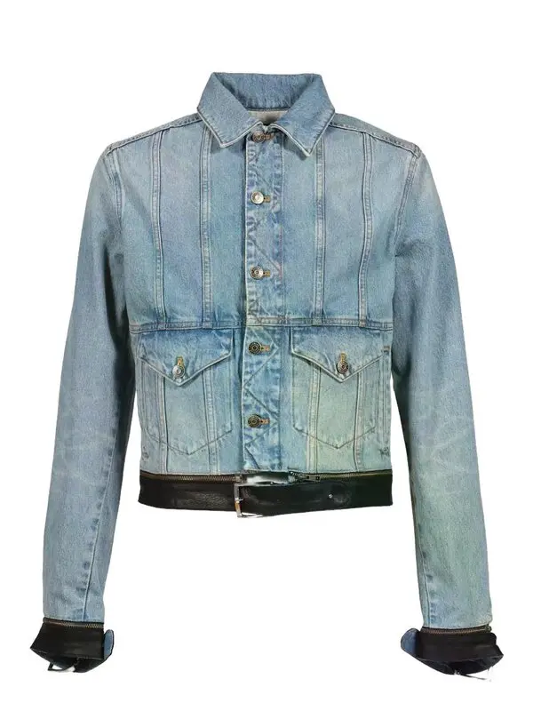 EGONLAB Leather-strap Denim Jacket - Blue