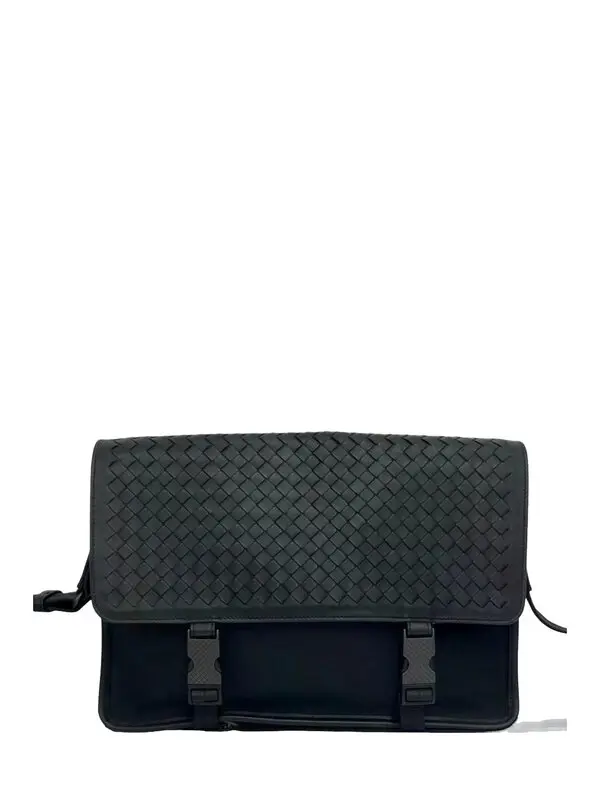 Bottega Veneta Nappa Intrecciato And Nylon Messenger Bag - Black