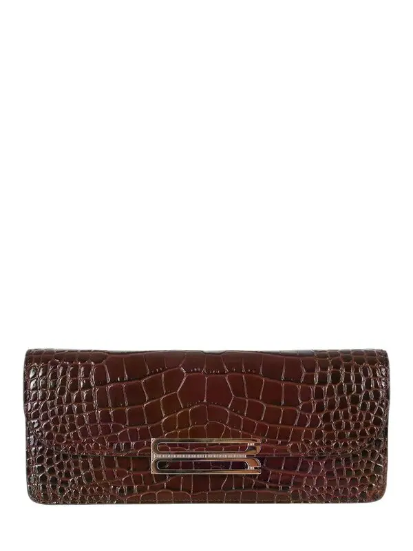 Victoria Beckham Dorian Crocodile-effect Leather Shoulder Bag - Brown
