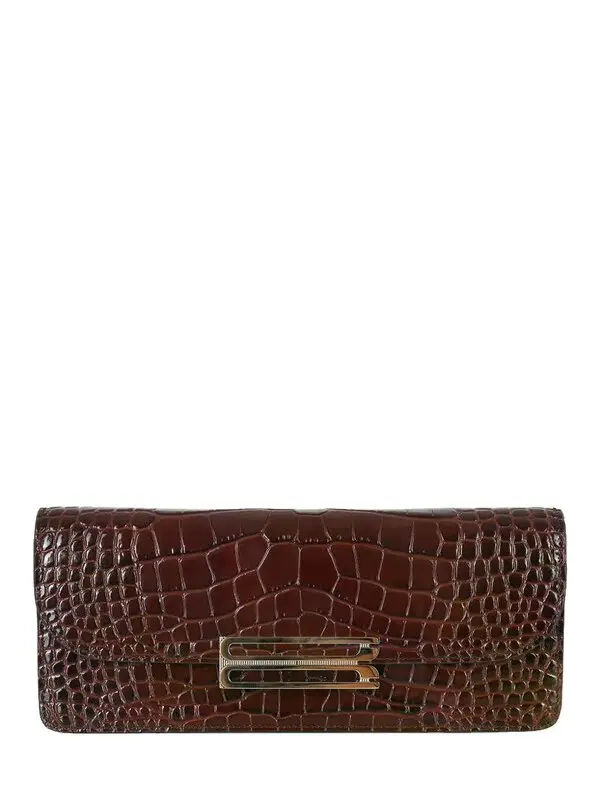 Victoria Beckham Dorian Crocodile-effect Leather Shoulder Bag - Brown