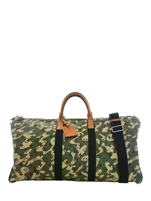 LOUIS VUITTON 2008 Takashi Murakami Monogramouflage Keepall Bandouliere 55 Satchel - Green