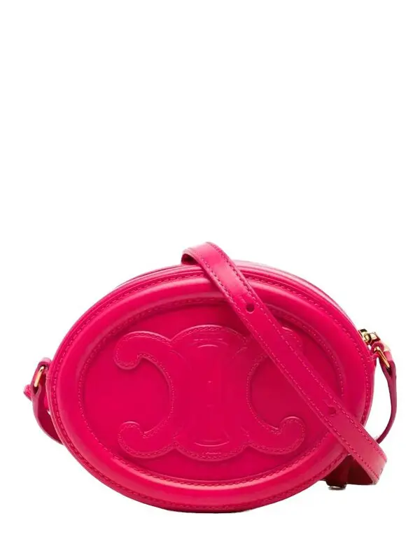 Celine Small Calfskin Cuir Triomphe Oval Cross Body Bag - Pink