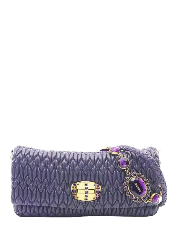 Miu Miu Quilted Leather Shoulder Bag - Purple