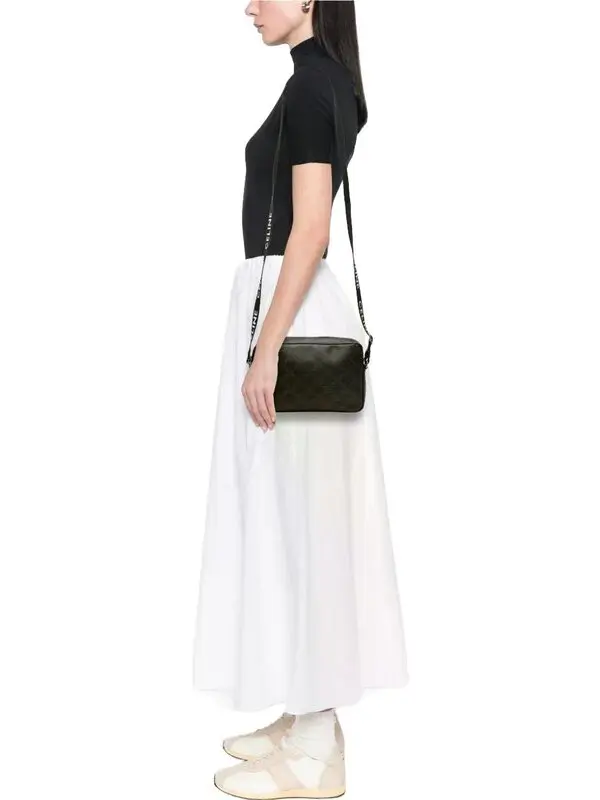 Celine Coated Canvas Triomphe Messenger Bag - Black