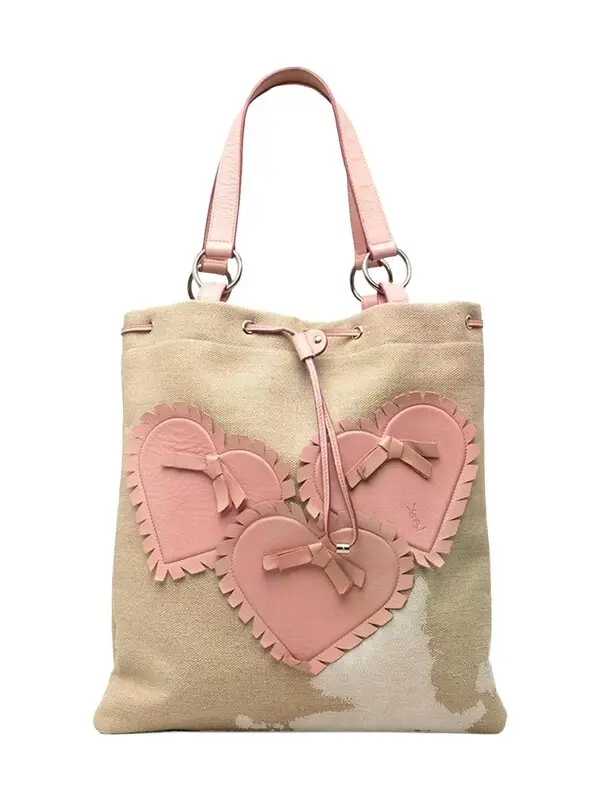 Saint Laurent Canvas Heart Kahala Tote Bag - Neutrals