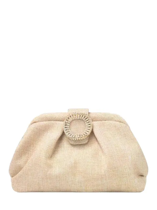 TWENTY FOURHAITCH Bakios Jewelled-buckle Clutch Bag - Neutrals