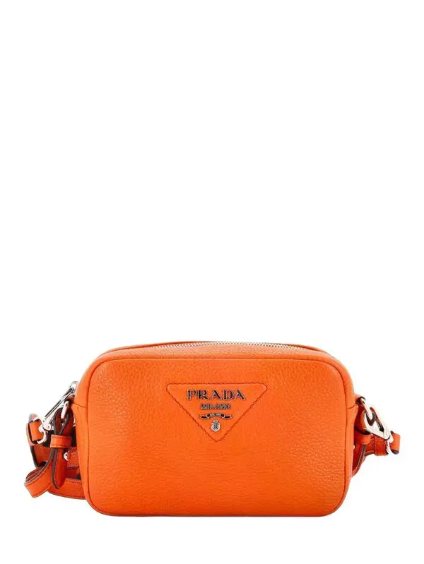 Prada Flou Camera Vitello Daino Small Cross Body Bag - Orange