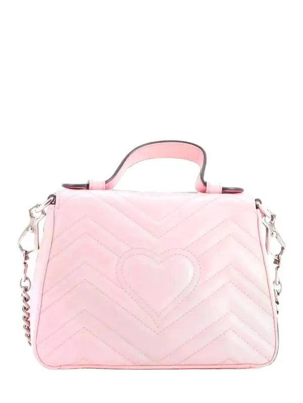 Gucci Gg Marmont Top Handle Flap Bag Matelassé Leather Mini Satchel - Pink