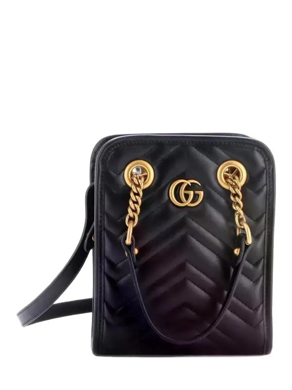 Gucci Gg Marmont Handle Matelasse Leather Mini Crossbody Bag - Black