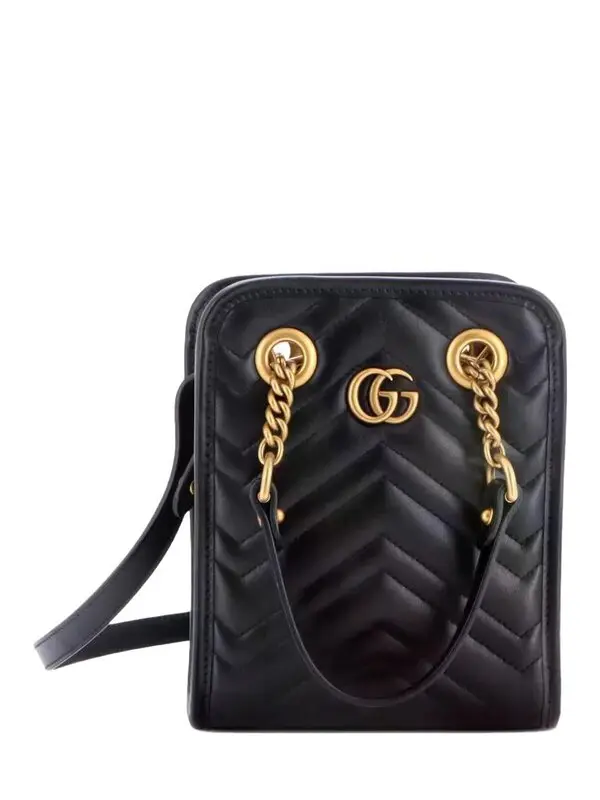 Gucci Gg Marmont Handle Matelasse Leather Mini Crossbody Bag - Black