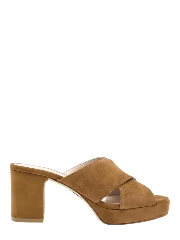 STUART WEITZMAN Dayna 80 Suede Platform Sandals - Tan