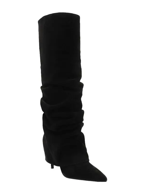 Schutz Mikki Up Cloak Suede Knee High Boots - Black