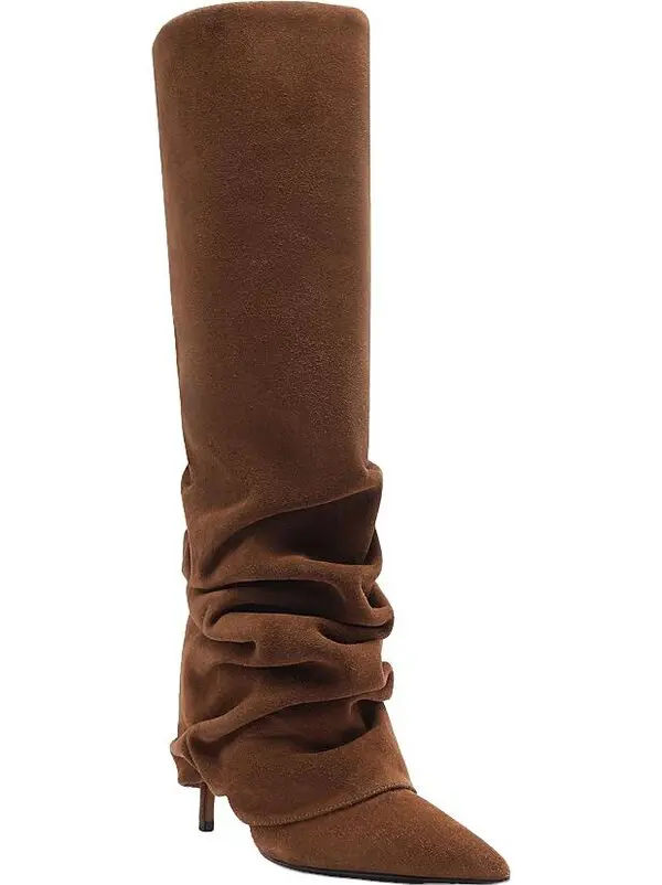 Schutz Mikki Up Cloak Suede Knee High Boots - Brown