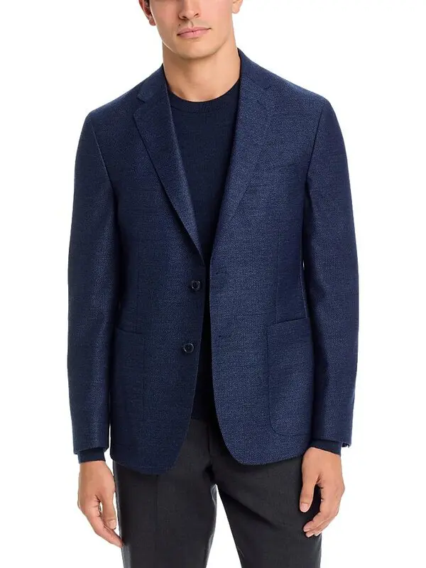 Bloomingdale'S Textured Weave Wool Blend Extra Soft Jacket - Navy