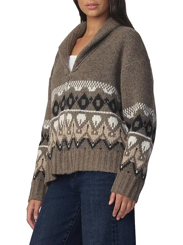Joe's Jeans The Inga Fair Isle Zip Front Cardigan - Olive Multi