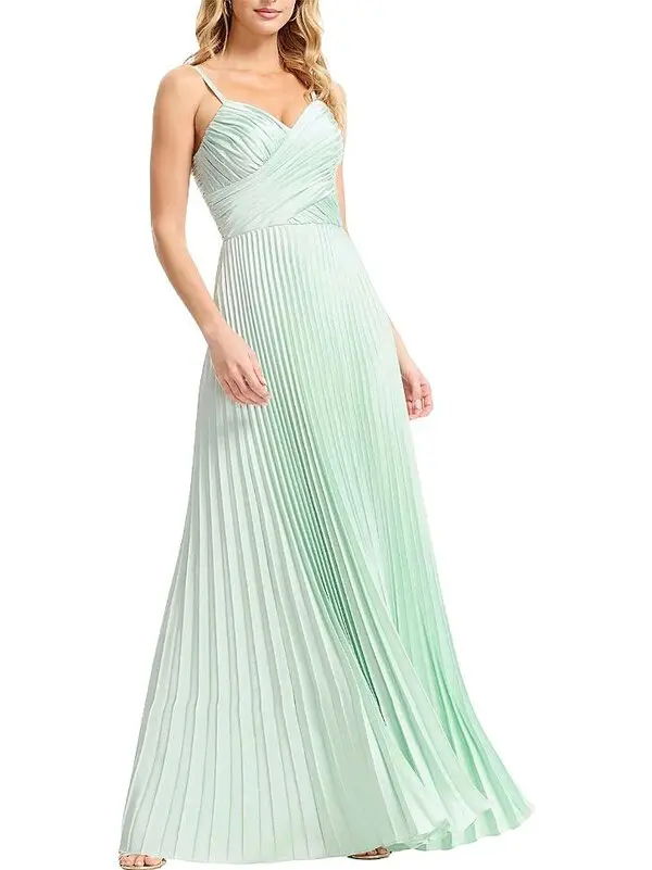 Dress The Population Sweetheart Spaghetti Strap Pleated Gown - Mint