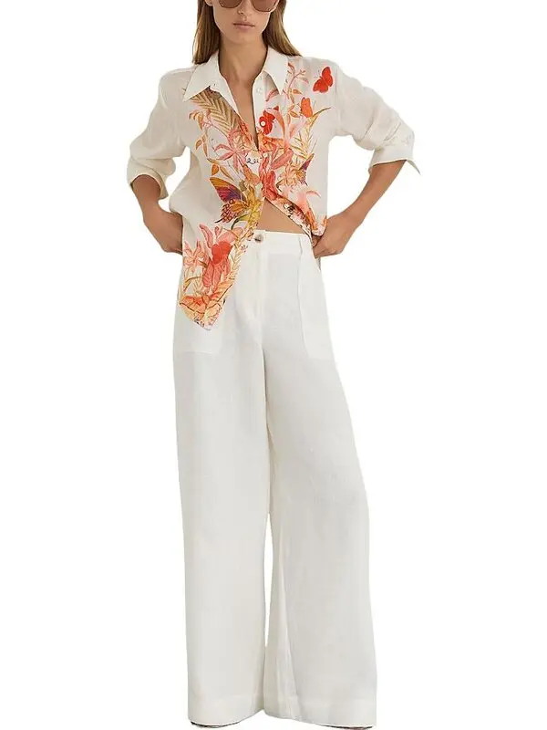 REISS Cilia Button Front Shirt - Ivory