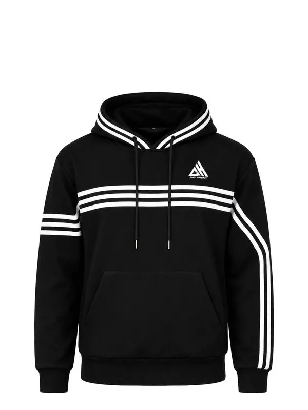 CHIC URBAN Velocity Stripe Pullover Hoodie - Black