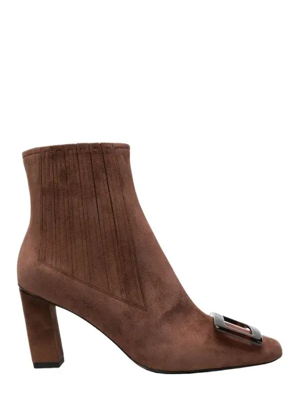 ROGER VIVIER Belle Vivier Suede Leather Boots - Brown