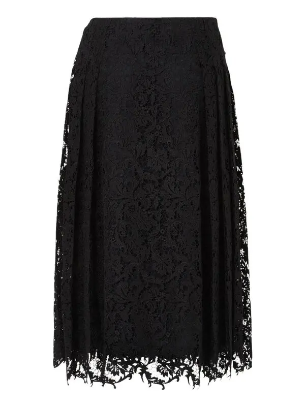 Fendi Macramé Lace Midi Skirt - Black