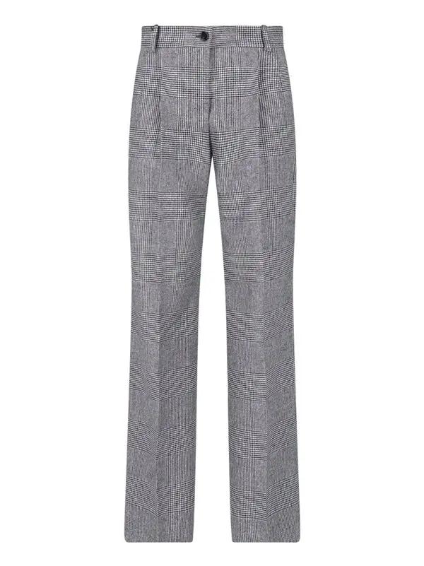 Dolce & Gabbana High-rise Plaid Wool-cashmere Trousers - Grey