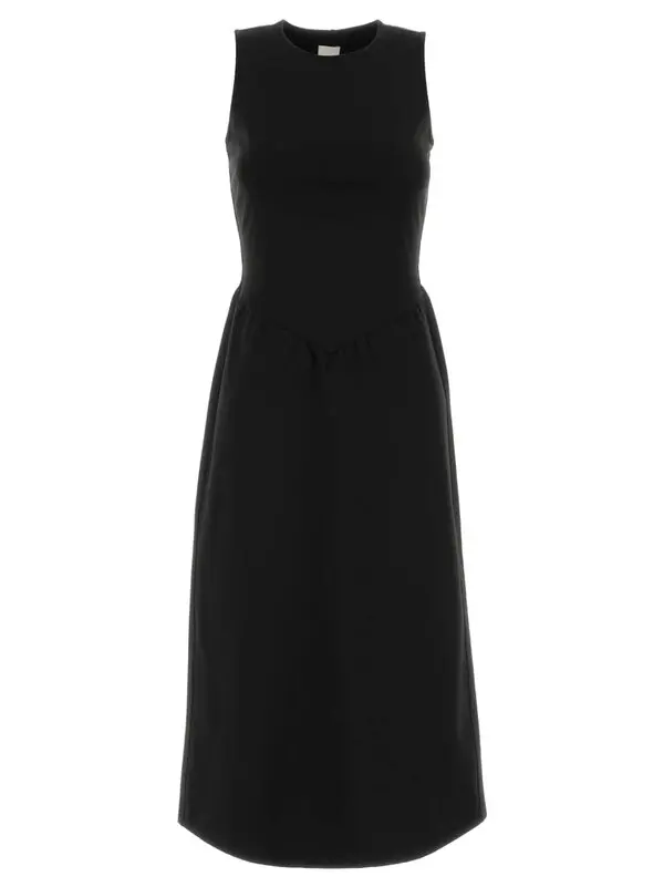 Calvin Klein Interlock Crewneck Flare Midi Dress - Black