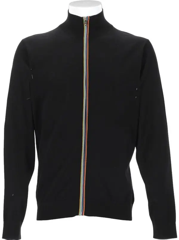 Paul Smith Merino Wool Zip-front Sweater - Black