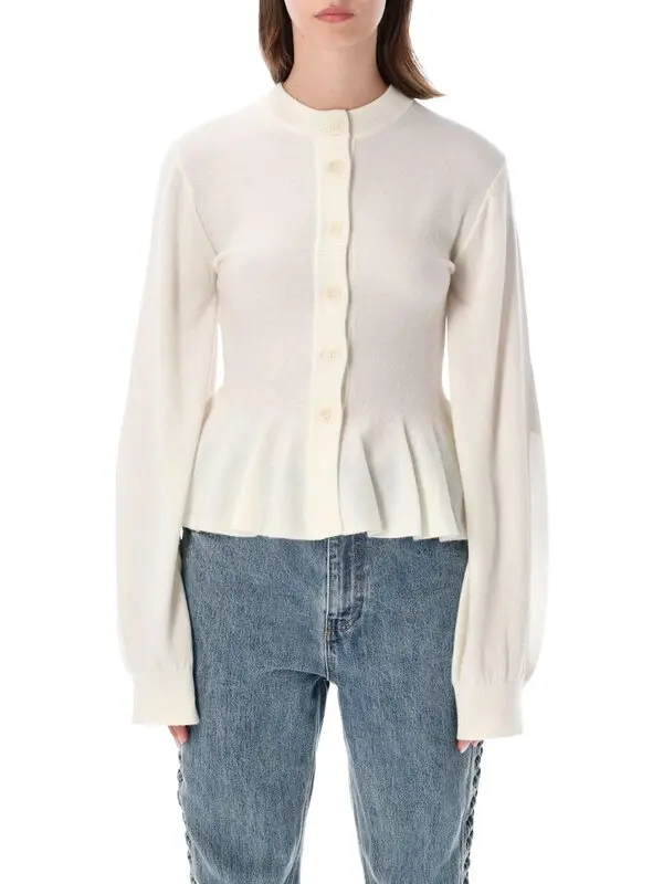 ROTATE BY BIRGER CHRISTENSEN Peplum Button-front Knit Cardigan - Ecret