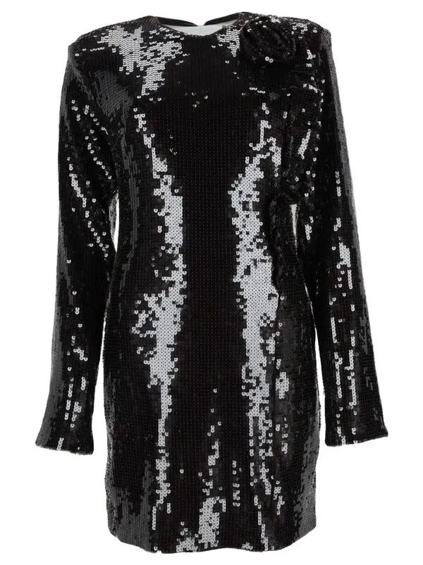 ROTATE BY BIRGER CHRISTENSEN Long-sleeve Sequin Mini Dress - Brown