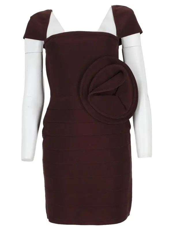 ROTATE BY BIRGER CHRISTENSEN Off-shoulder Mini Dress With Floral Detail - Brown
