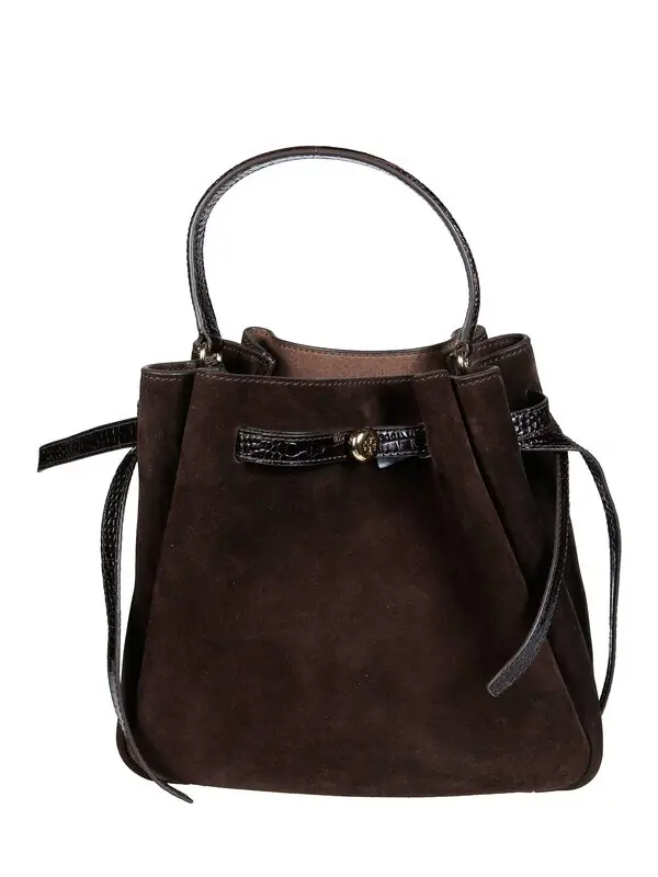 Tory Burch Suede Bucket Handbag - Marrone