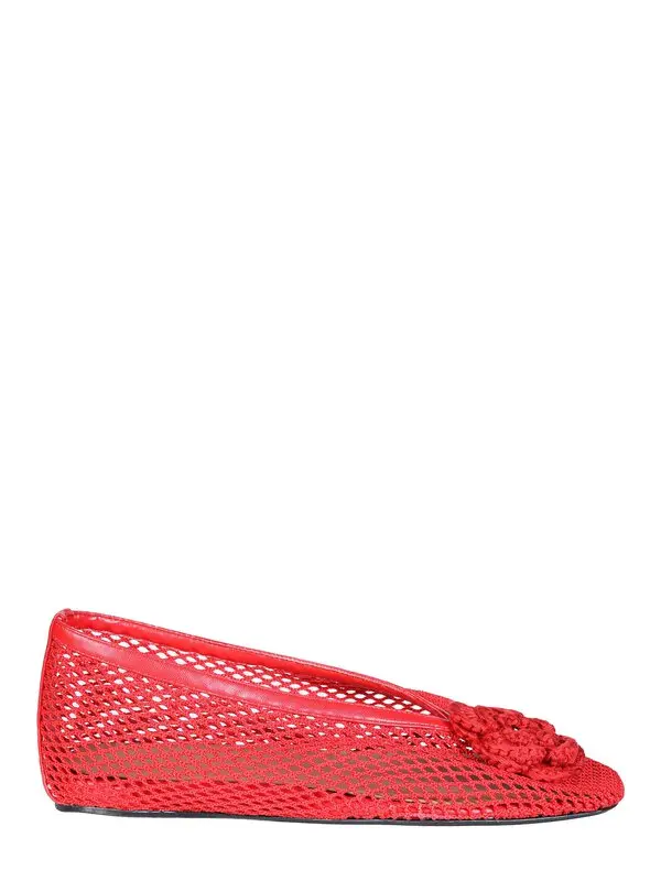GANNI Mesh Flower Ballerina Shoes - Rosso