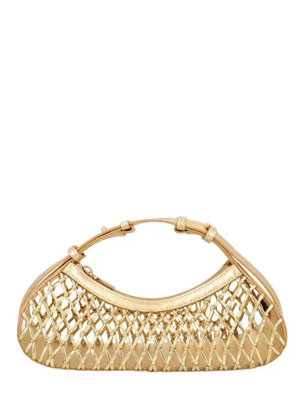 Cult Gaia Woven Leather Shoulder Bag - Silver