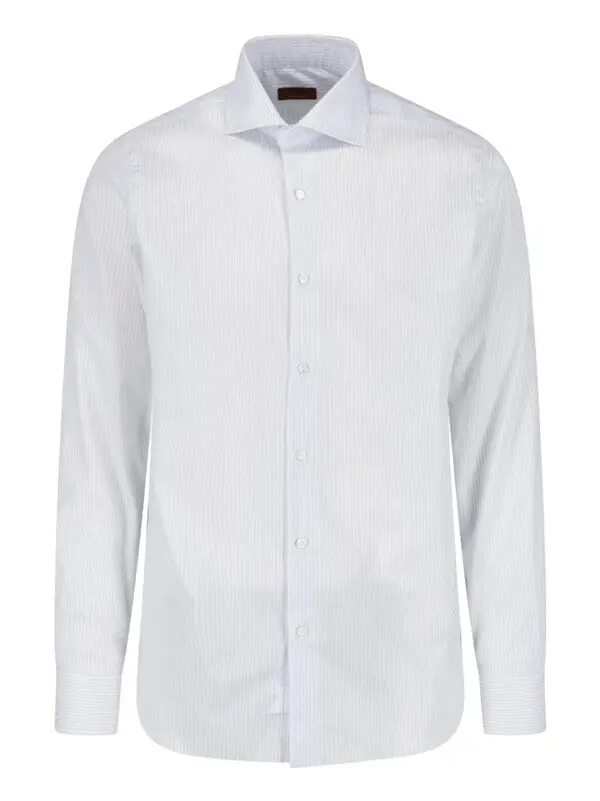 BARBA NAPOLI Striped Cotton Dress Shirt - White