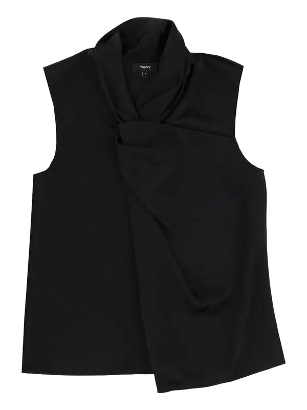 Theory Sleeveless Draped Cowl Neck Blouse - Black