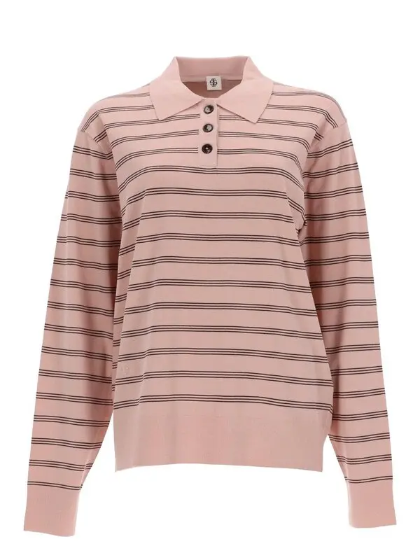 THE GARMENT Striped Long Sleeve Knit Polo Top - Multicolour