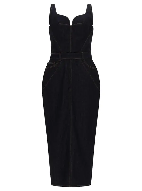 Givenchy Denim Bustier Midi Dress - Blue