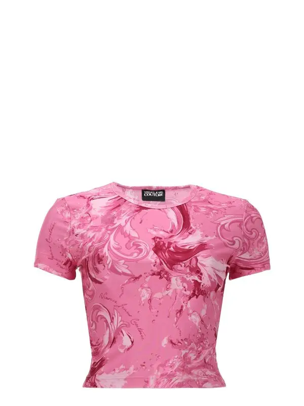 Versace Printed Fitted Crop Top - Pink