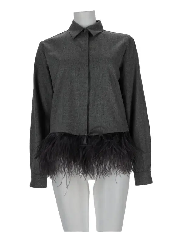 Fabiana Filippi Feather Hem Wool-blend Shirt - Grey
