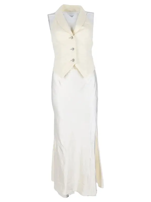 SELF-PORTRAIT Sleeveless Tailored Maxi Dress - Ivory