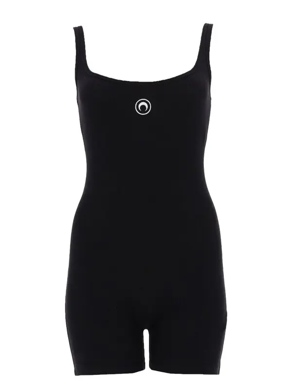 MARINE SERRE Ribbed Tank Bodysuit - Black