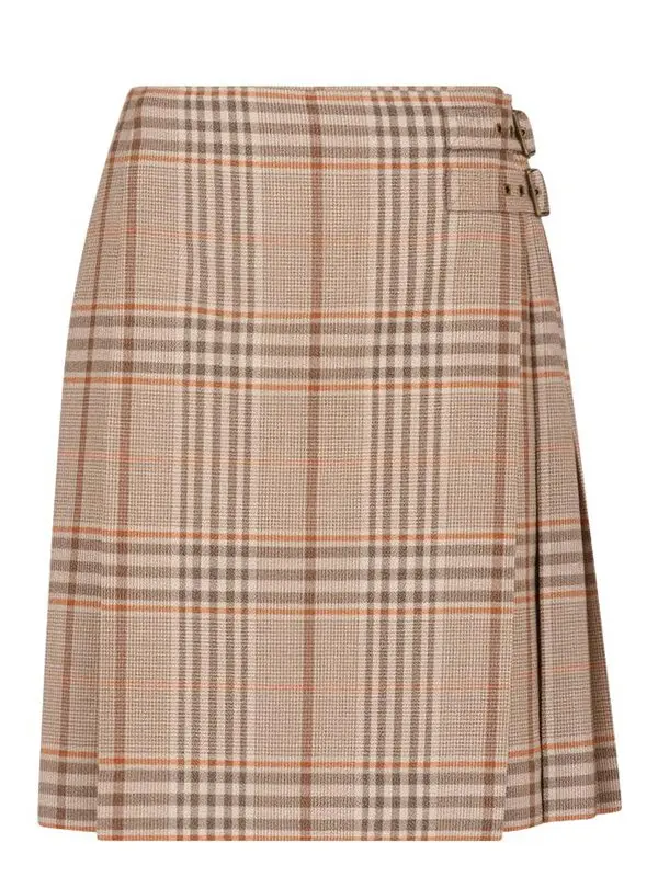 Burberry Plaid Wool Wrap Skirt - Beige