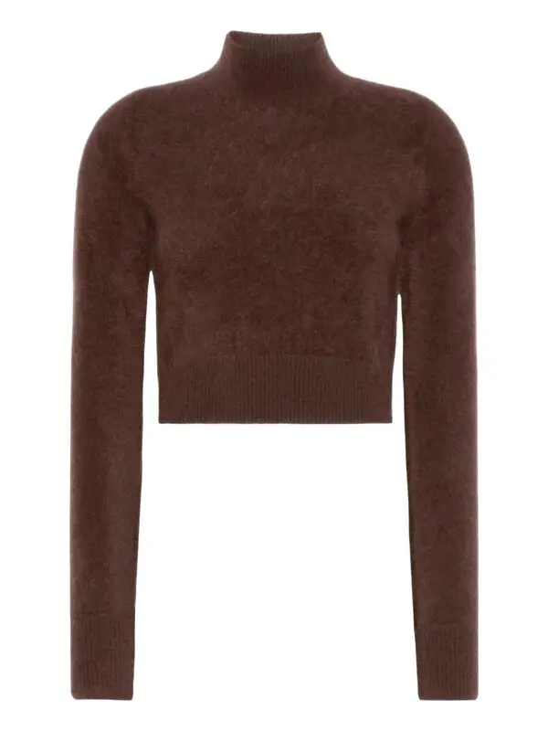 Sportmax Cashmere Pullover With Raised Collar - Marrone